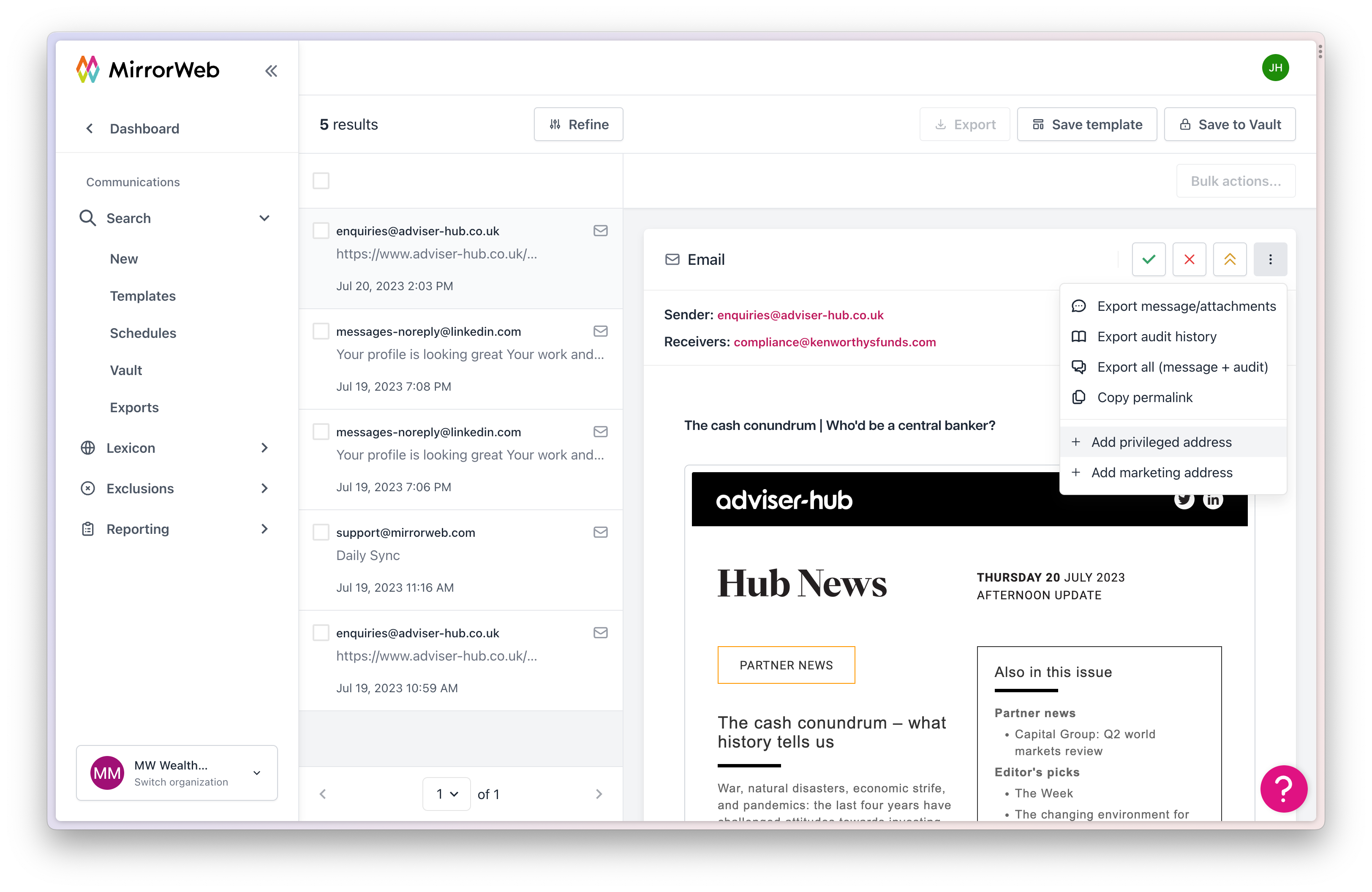 MirrorWeb Insight | Advisor Services